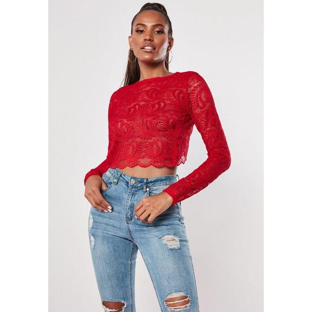 Red Lace Crop Top