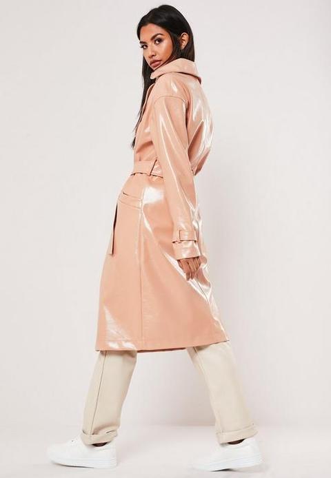 Nude Textured Vinyl Trench Coat, Nude from Missguided on 21 Buttons